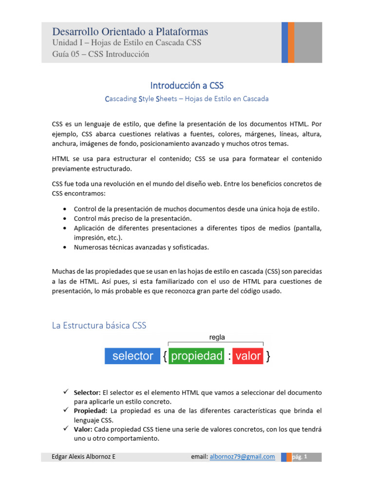 Guia 05 - CSS Introduccion | PDF | HTML | Desarrollo de software