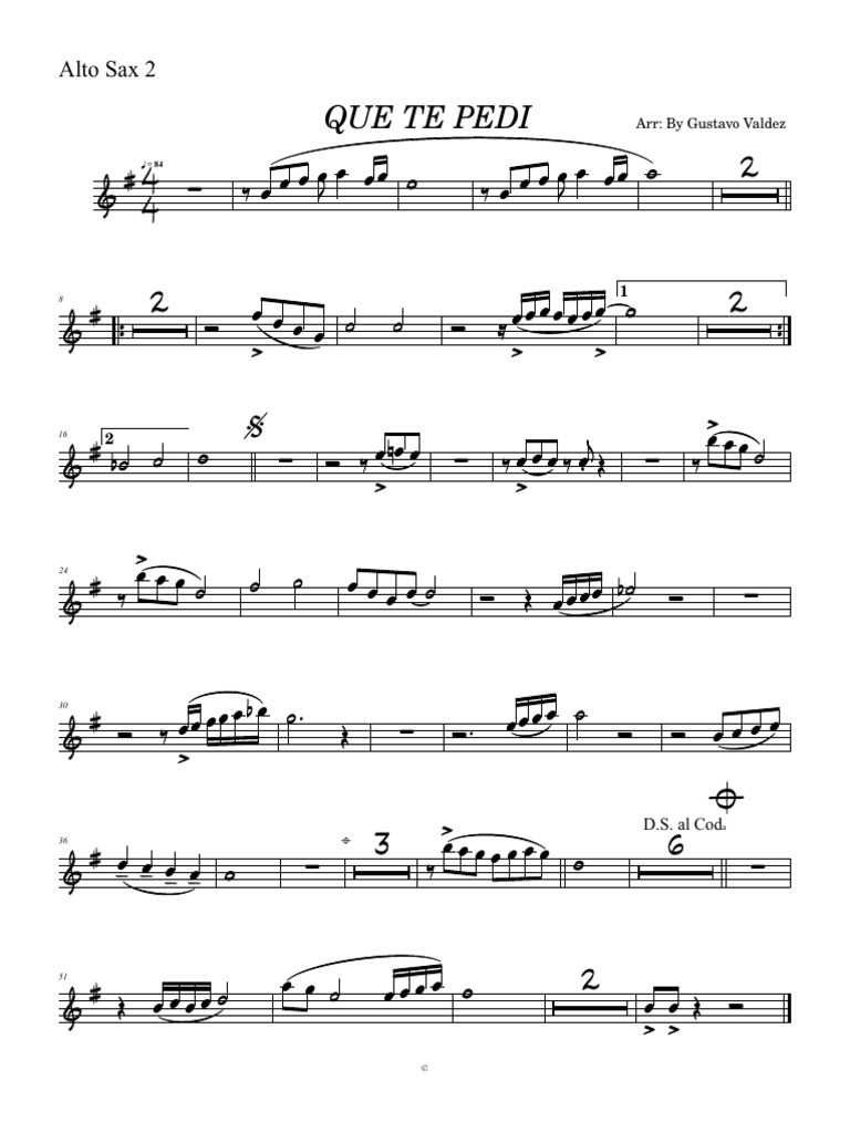 Que Te Pedi Alto Sax 2 | PDF