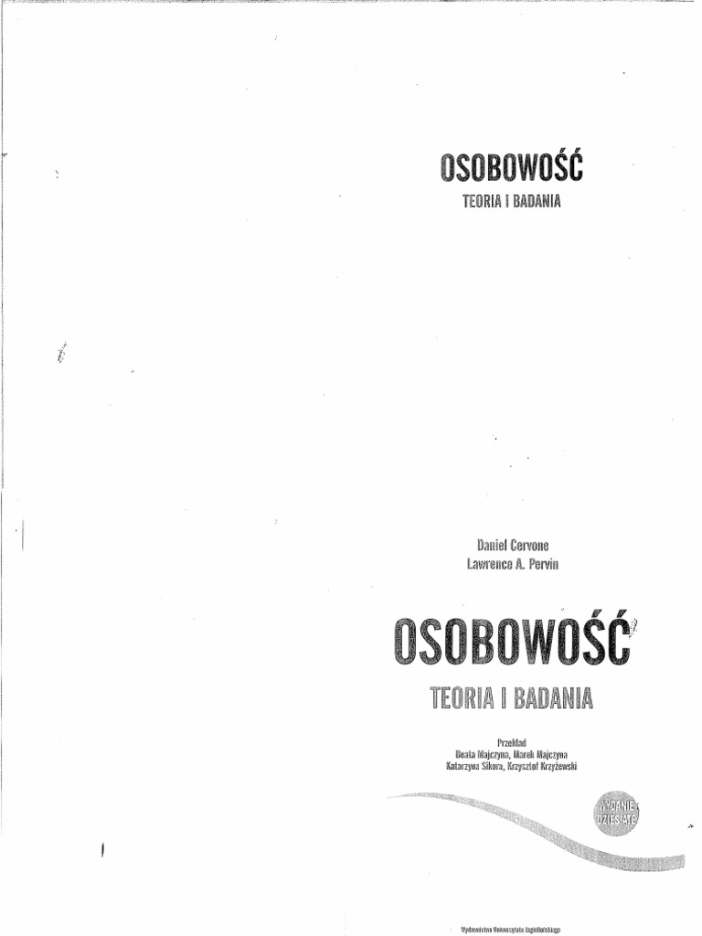 Cervone, Pervin - Osobowość. Teoria i badania-1 | PDF