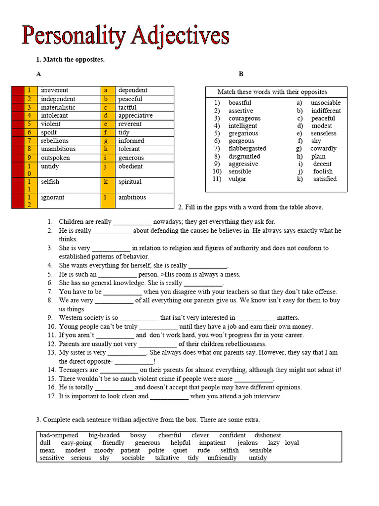 Personality Adjectives | PDF