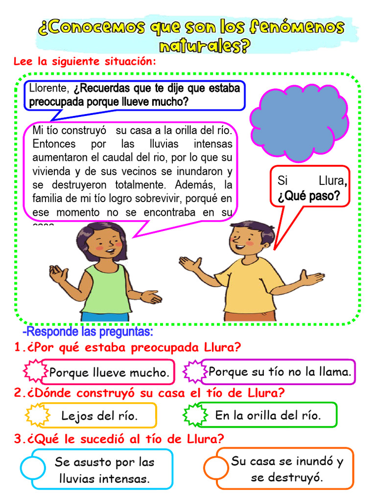 9 Agosto Ficha Conocemos Los Fenómenos Naturales | PDF | Inundar ...