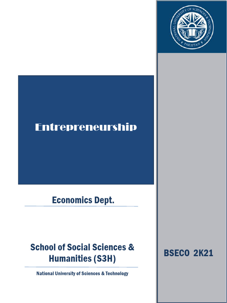 Course Outline Entrepreneurship BSECO 2K21 by Babar Ijaz | PDF | Entrepreneurship | Startup Company