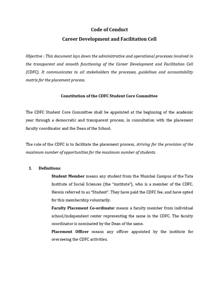 CDFC Code of Conduct & Roles | PDF | United States House Of ...