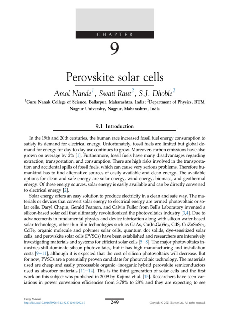 Perovskite Solar Cells | PDF | Thin Film | Solar Cell