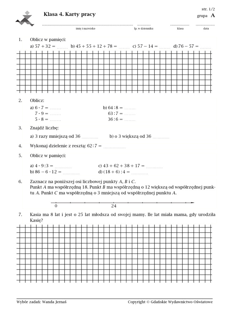 Karty Pracy Klasa 4 | PDF