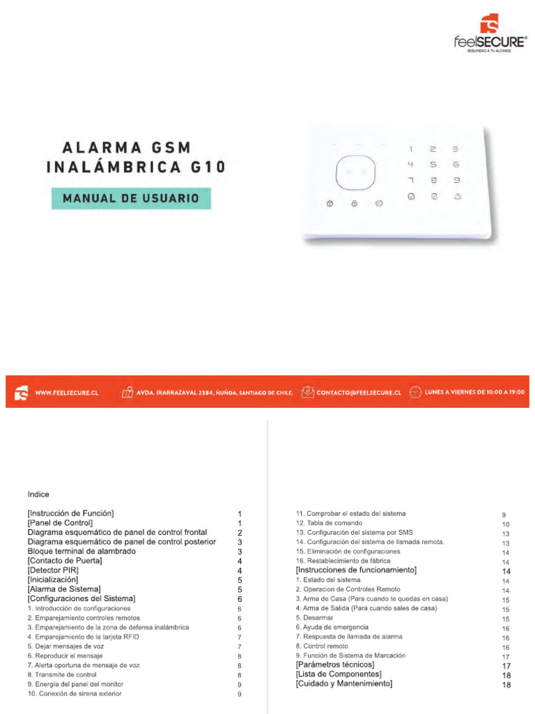 Manual Alarma G10 Premium FS | PDF