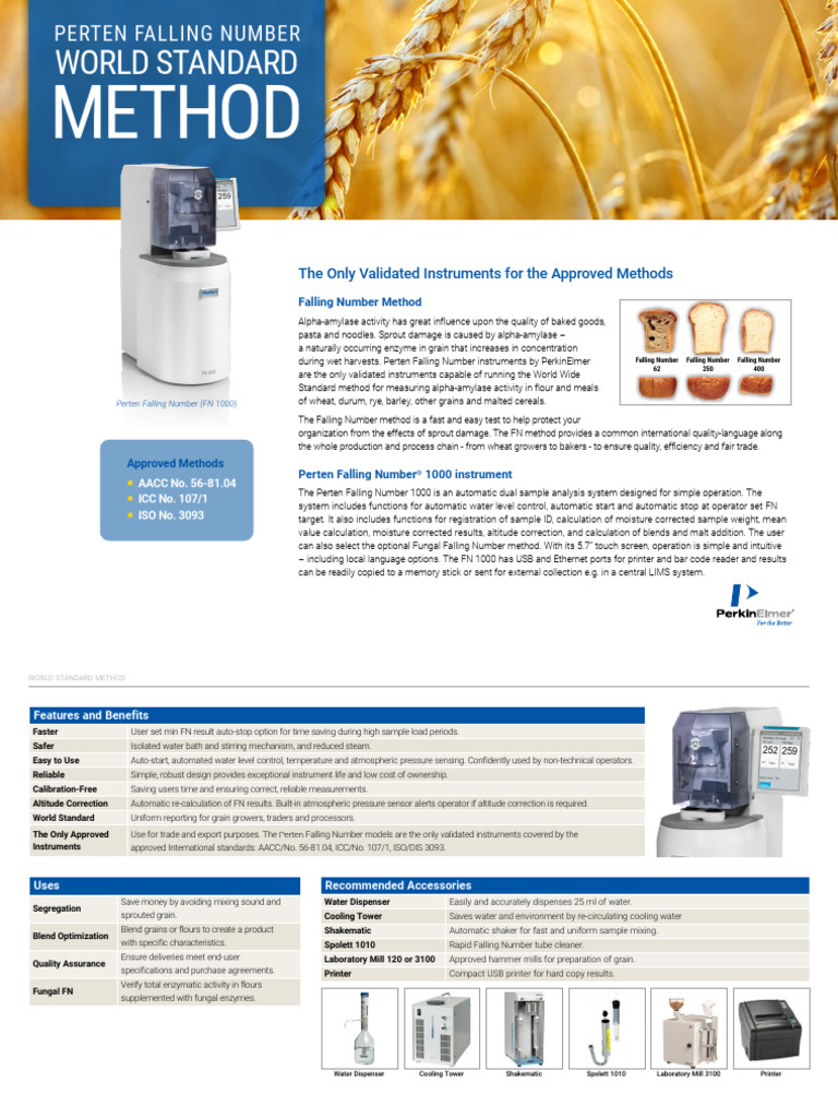 Perten Falling Number World Standard Method 1690541567 | PDF | Malt | Flour