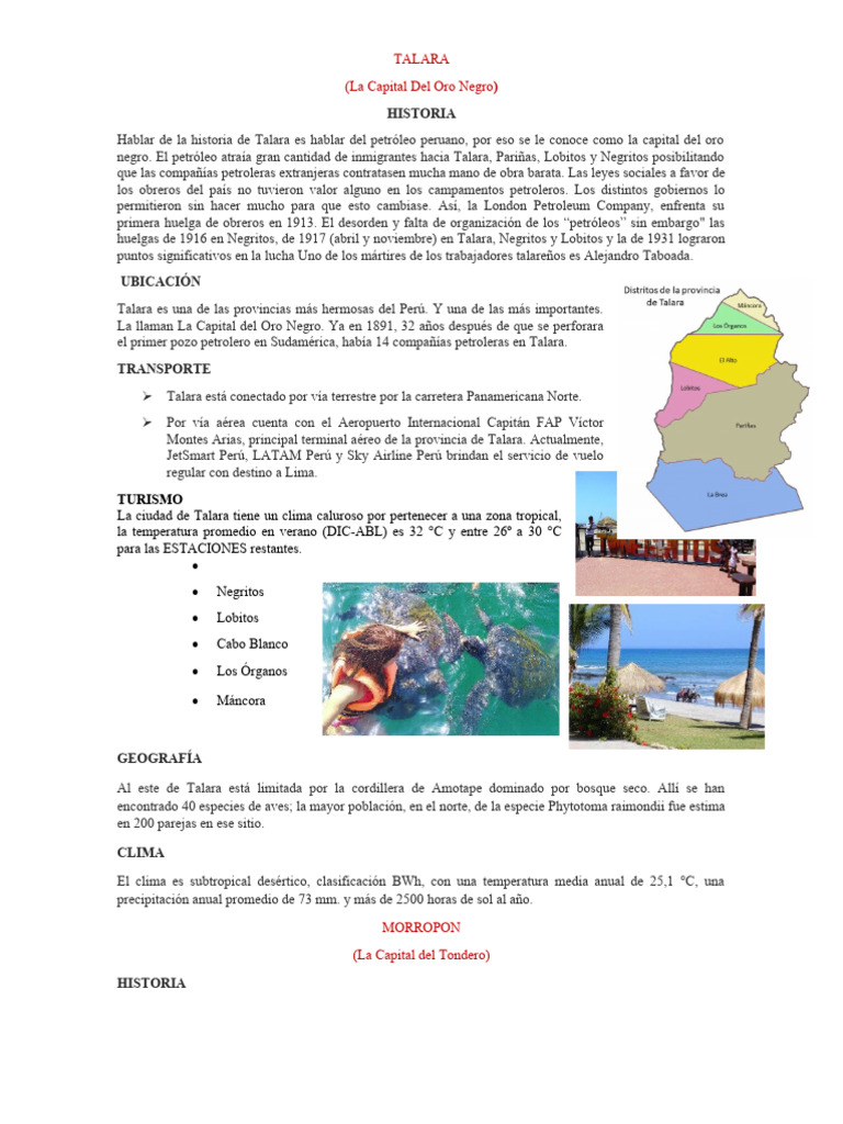 Historia y Tradiciones de Talara | PDF | Geografía Física | Ciencias de ...