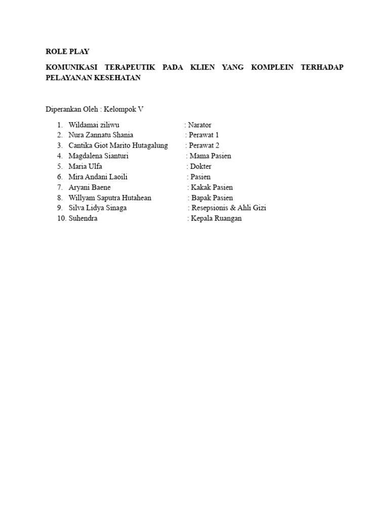 Roleplay Komplain | PDF