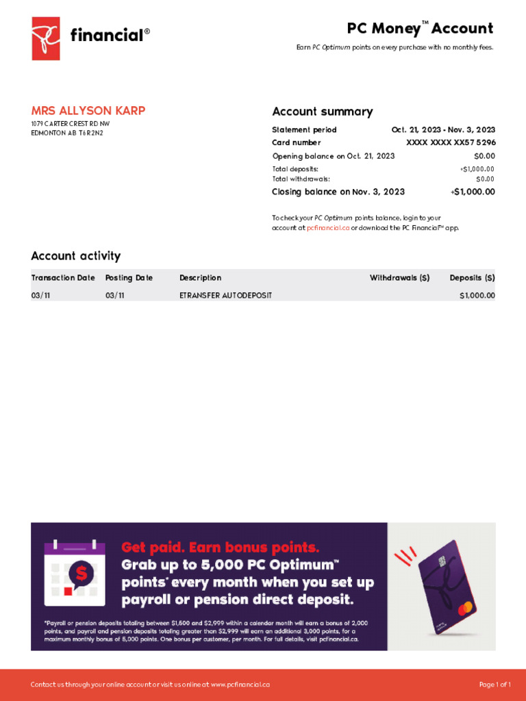 Statement | PDF | Credit Card | Overdraft