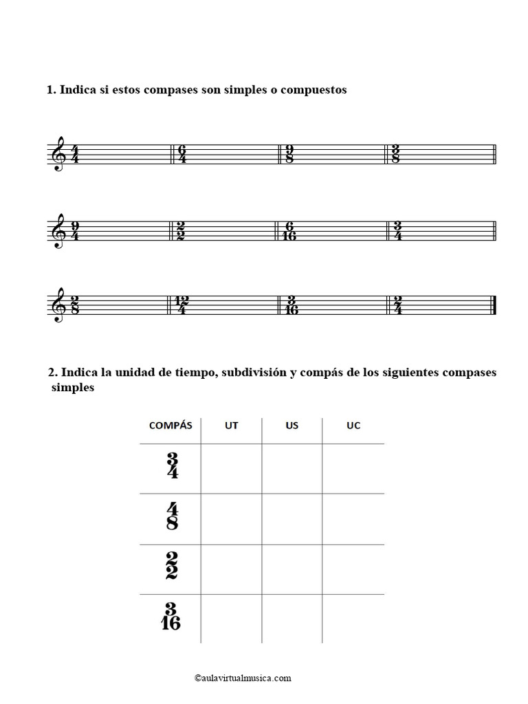 UNIDAD 5 - Compases Simples y Compuestos REPASO | PDF | Métodos y materiales de enseñanza ...