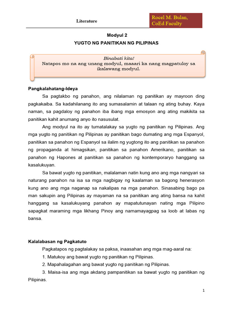 Lit101 Modyul2 | PDF