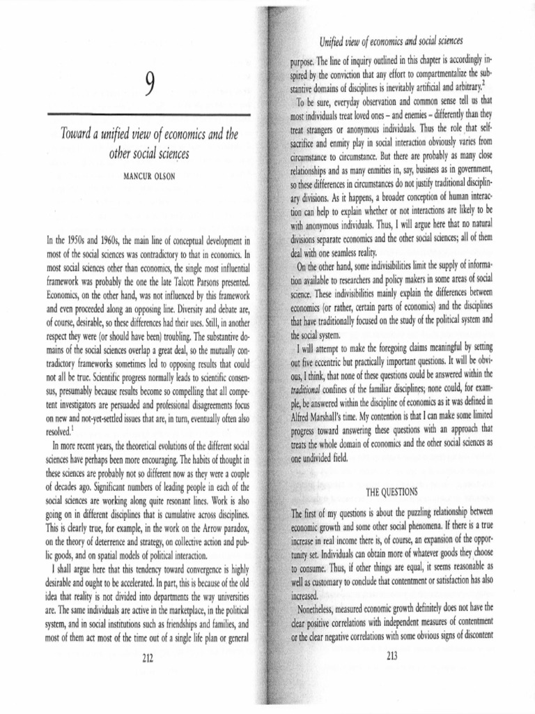 Olson (1990) - Toward A Unified View of Economics and The Other ...