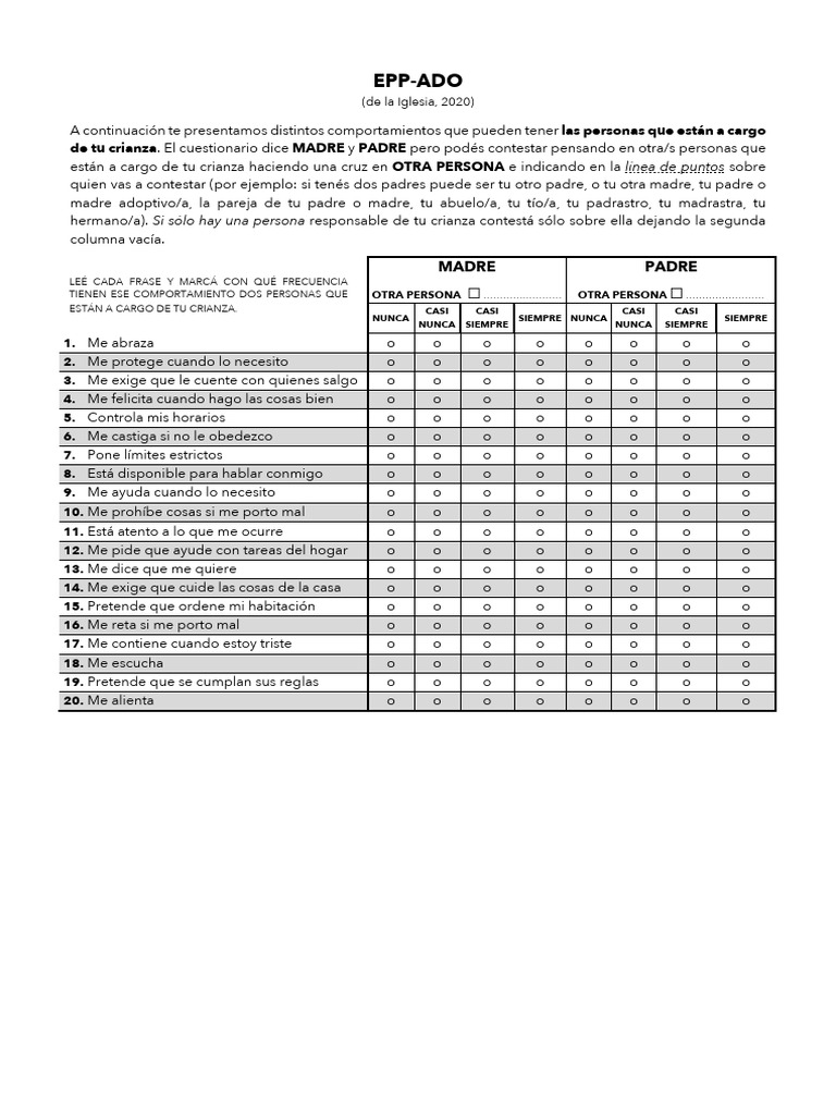 Escala de Parentalidad Percibida EPP | PDF