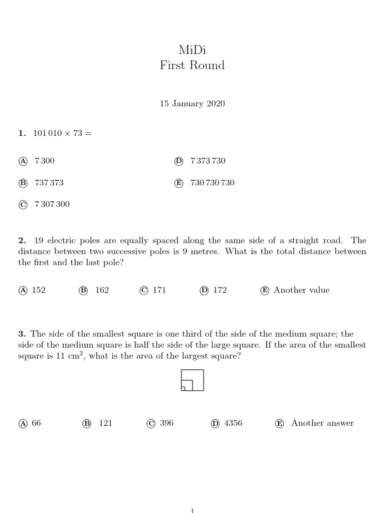 2020 Midi Engl | PDF | Square Root | Numbers