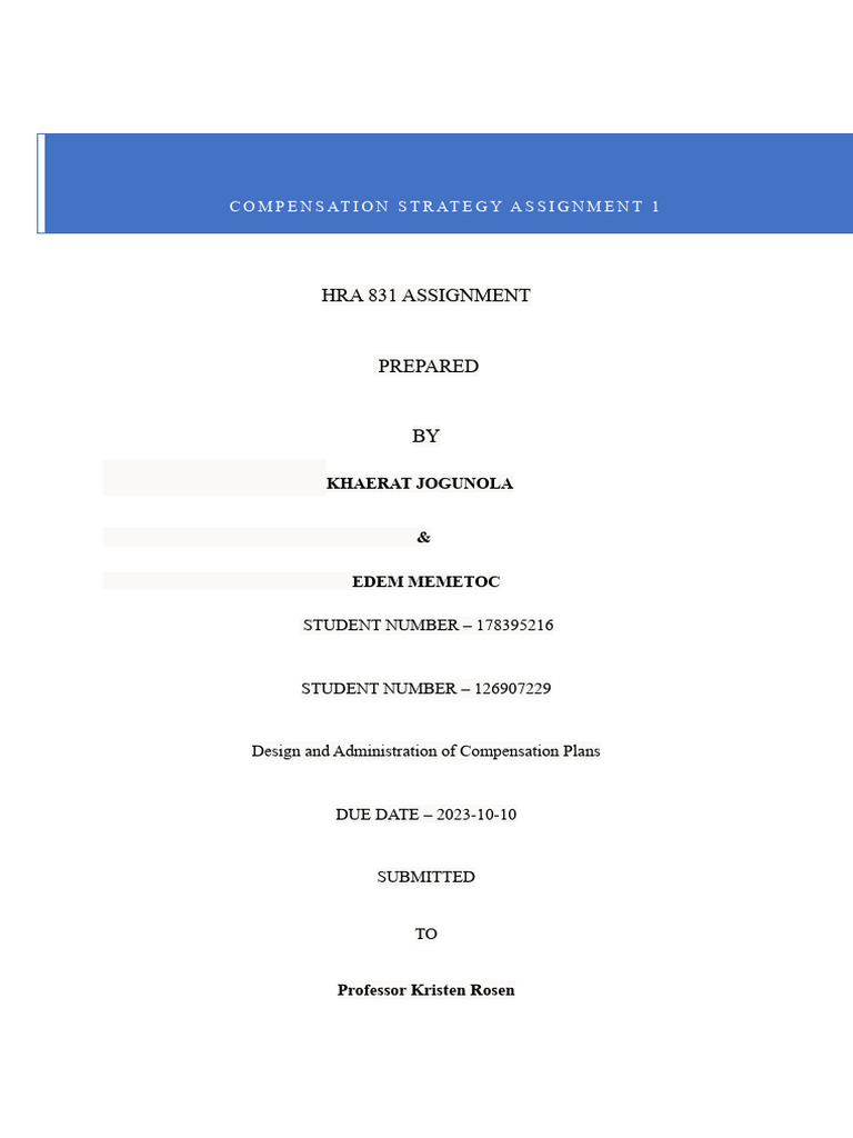 HRA 831 Assignment 2023 | PDF | Employment | Labor