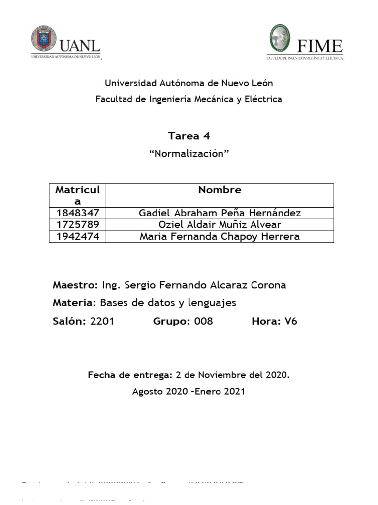 Tarea 4 Bases de Datos | PDF | Informática
