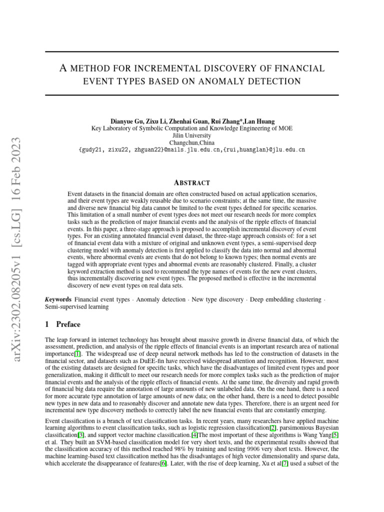 A Method For Incremental Discovery of Financial Event Types Based On Anomaly Detection | PDF ...