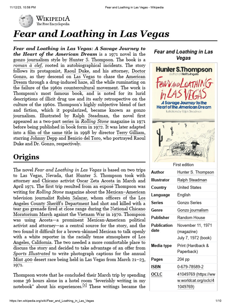 Fear and Loathing in Las Vegas | PDF