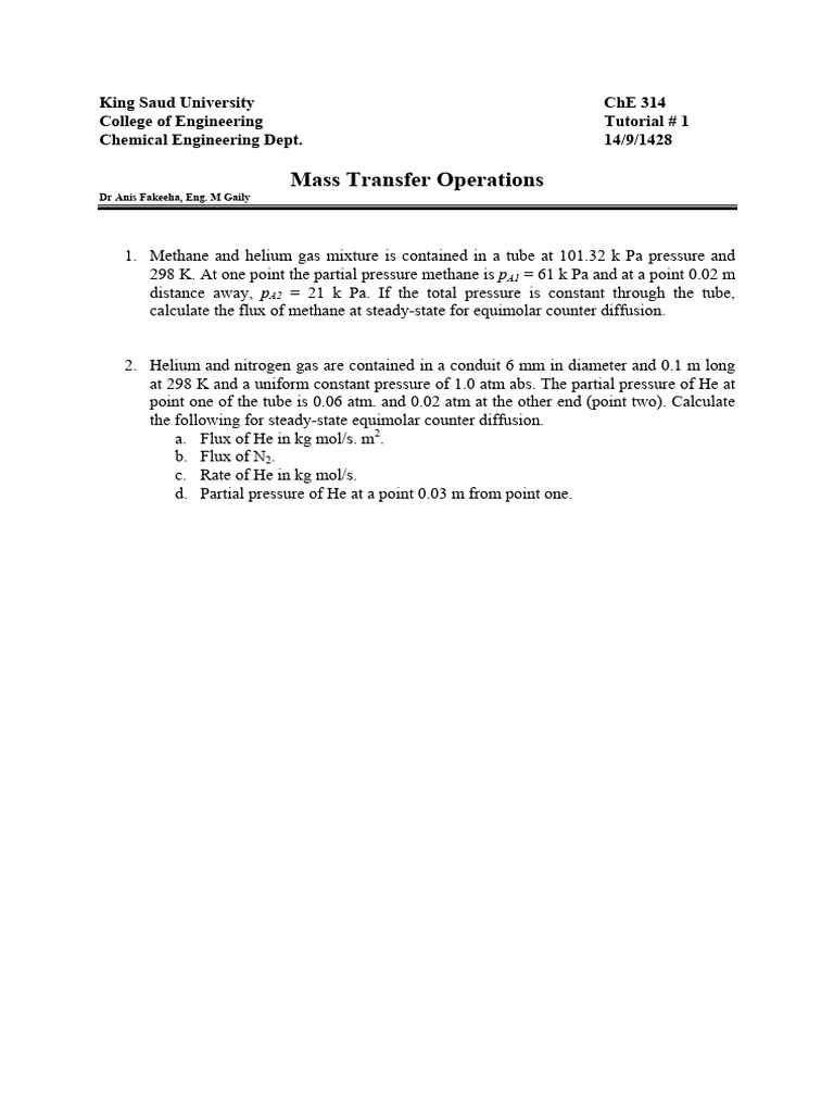 Mass Transfer Operations | PDF | Diffusion | Viscosity