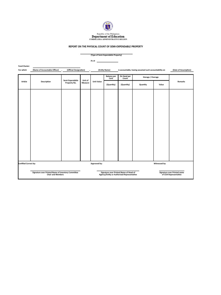 Physical Count Report: Semi-Expendable Property | PDF