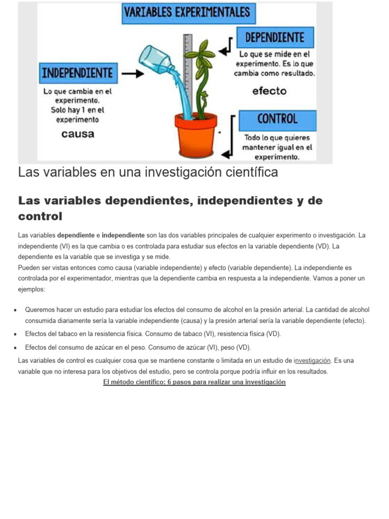 Las Variables en Una Investigación Científica | PDF