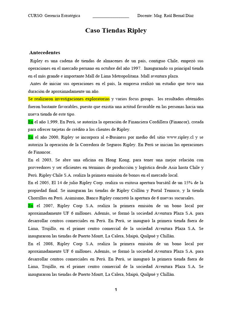 Caso Ripley | PDF | Marketing | Business
