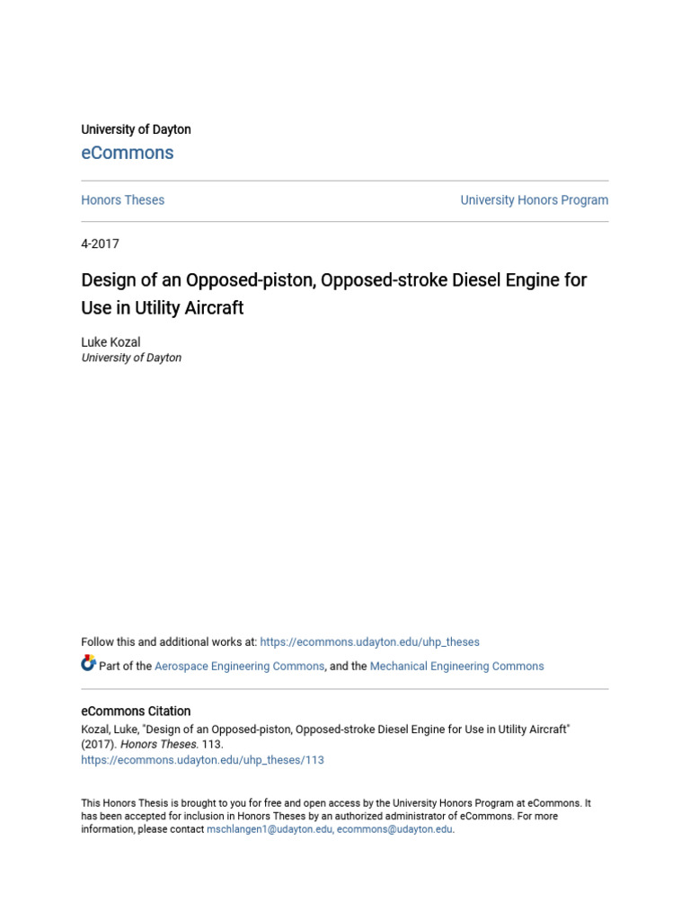 Design of An Opposed-Piston Opposed-Stroke Diesel Engine For Use | PDF ...