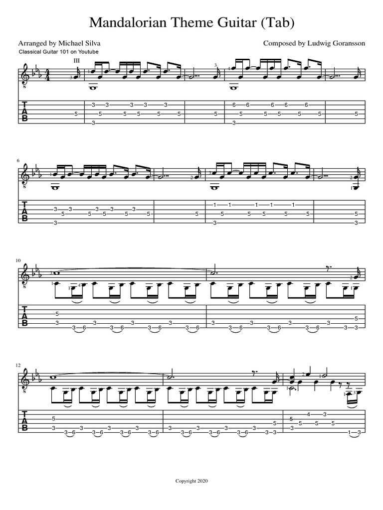 Mandalorian Theme Guitar Tab | PDF