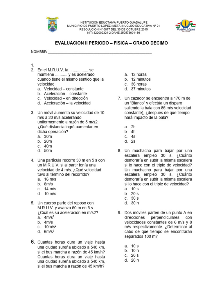 Fisica 10 | PDF | Velocidad