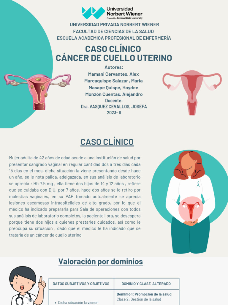 Grupo 12 - Caso Clinico Cancer de Cuello Uterino | Descargar gratis PDF | Ansiedad | Enfermería