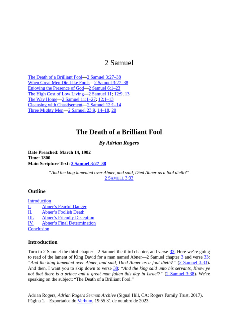 Adrian Rogers Sermon Archive | PDF | Books Of Samuel | Jesus