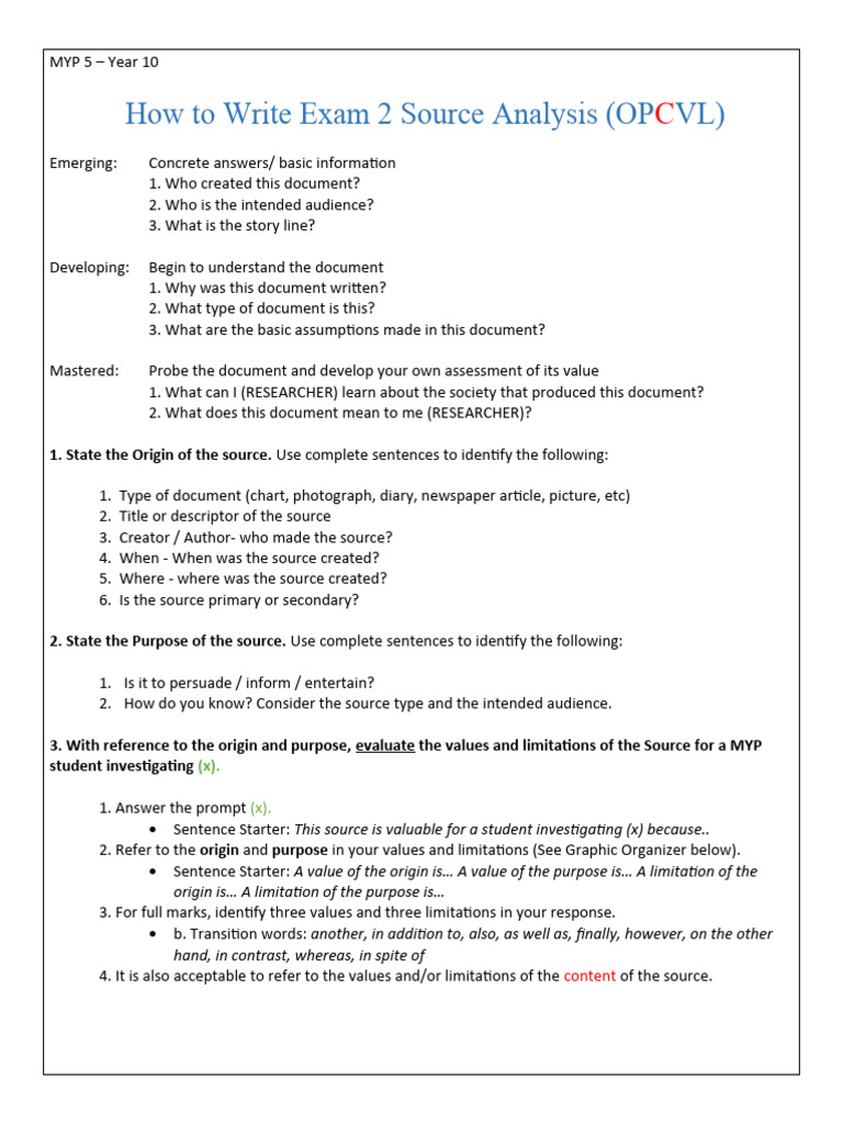 MYP 5 - How To Write Exam 2 Source Analysis | PDF | Slum | Infographics