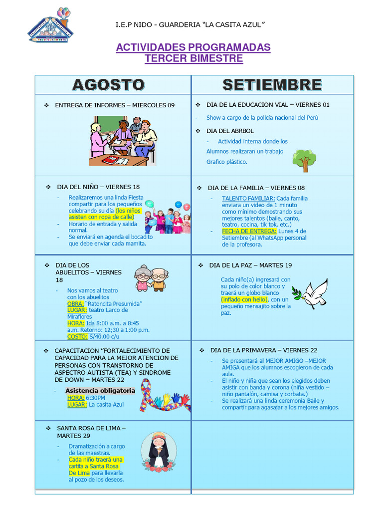 Actividades Programadas 3er Bimestre | PDF