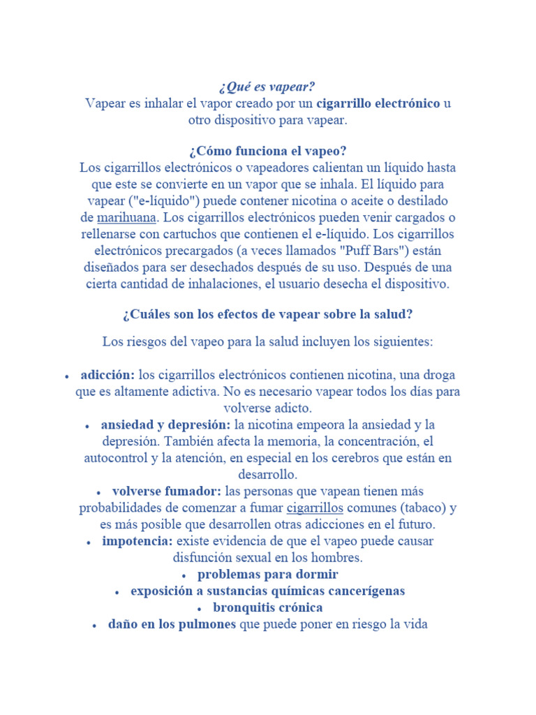 Qué es vapear | PDF | Cigarrillo electrónico | Cigarrillo