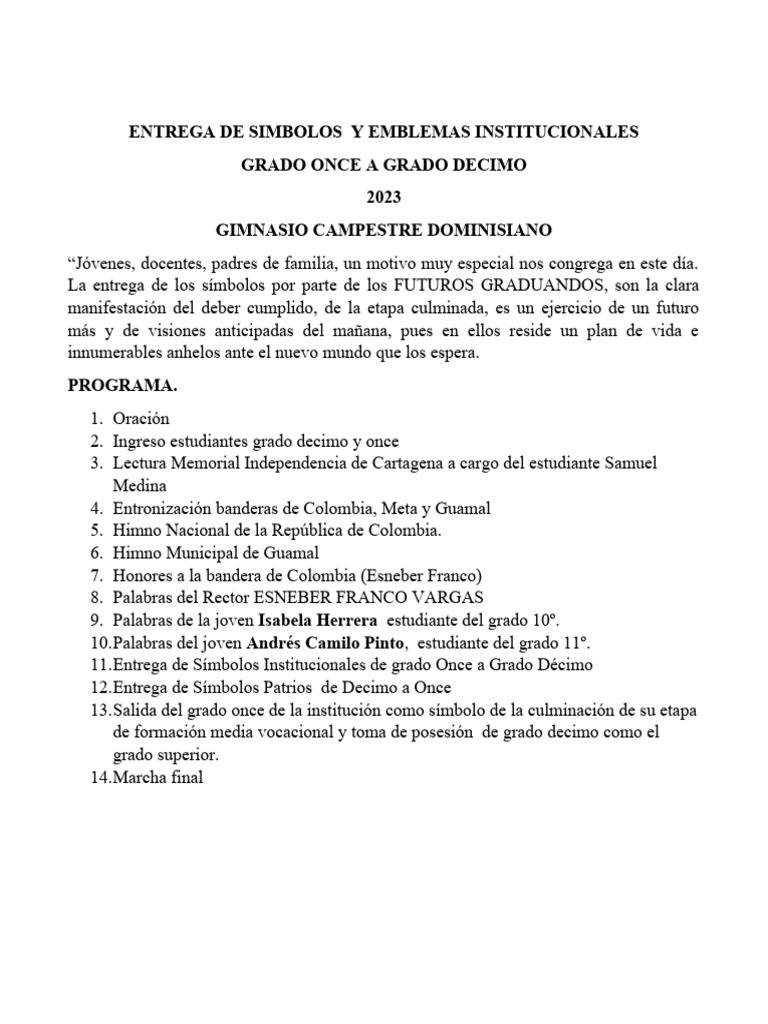 Entrega de Simbolos 2023 | PDF | Amor | Colombia