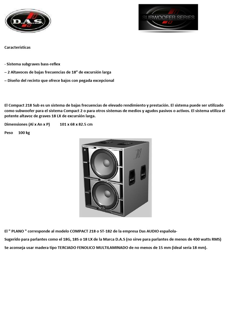 DAS Compact Sub 218 o ST-182 | PDF