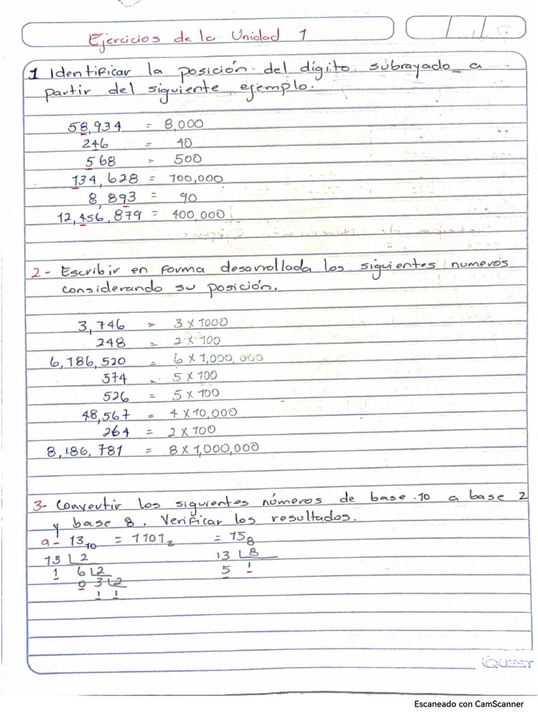 Ejercicios de Aritmética Unidad 1 y 2 | PDF