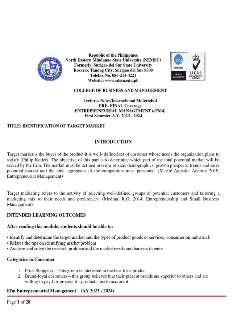 Entrepreneurial Management Pre Final Final Coverage | PDF | Marketing | Brand