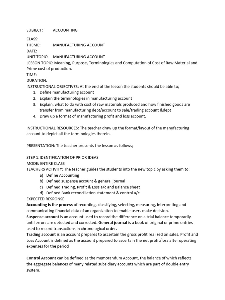 7487 - SS2 First Term - 01 - Manufacturing Account | PDF | Income ...