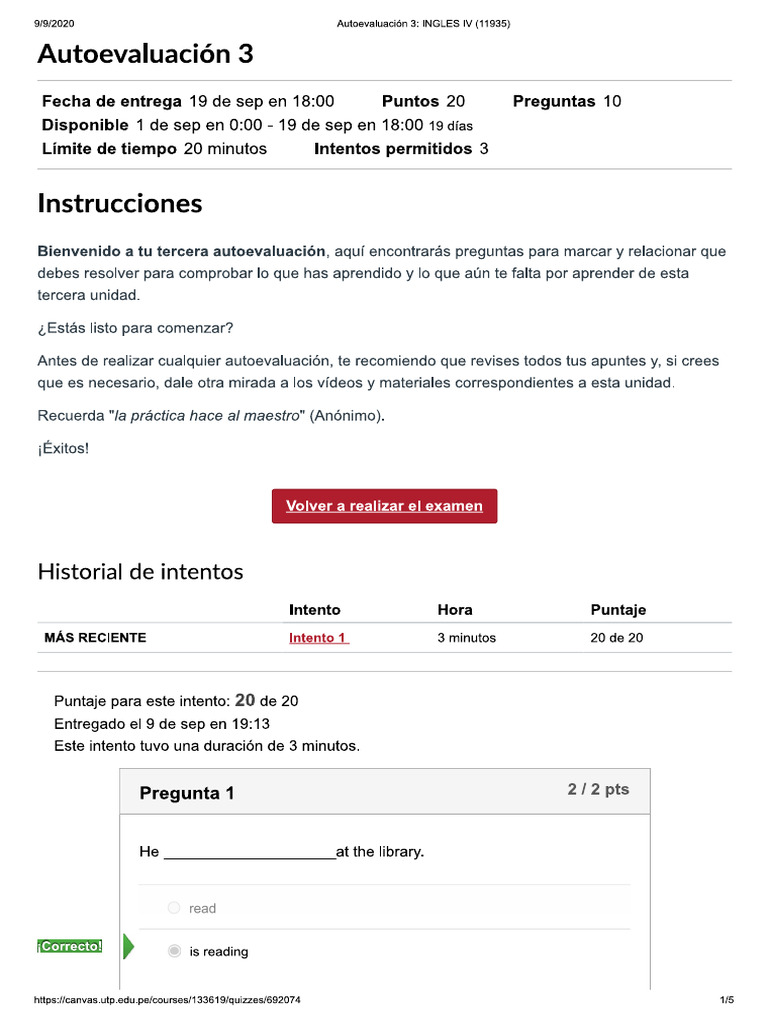 Autoevaluación 3 - INGLES IV (11935) | PDF | Tecnología