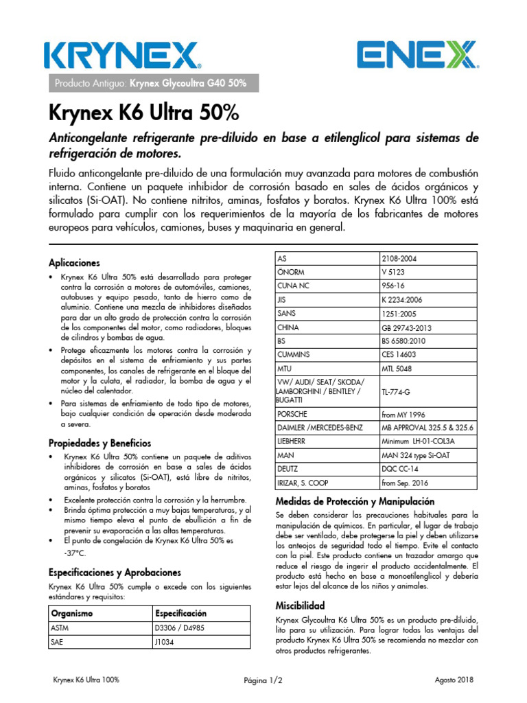 Krynex K6 Ultra 50% | PDF | Corrosión | Ciencias fisicas