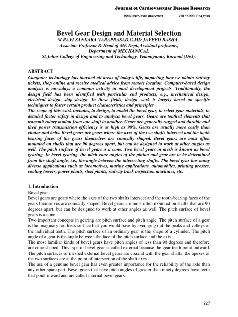 Bevel Gear Design and Material Selection | PDF | Yield (Engineering ...