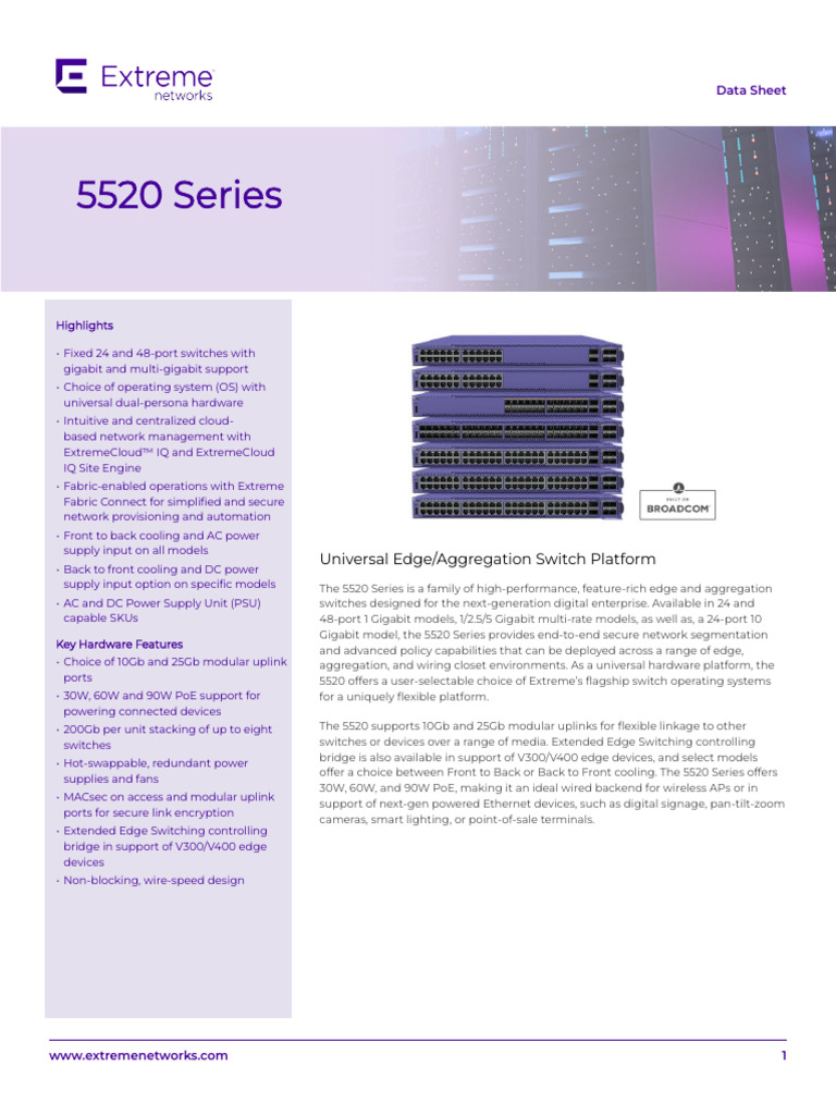 5520 DS 5520 1 en-US Extreme Datasheet | PDF | Network Switch ...