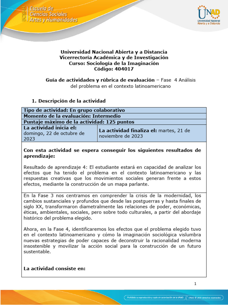 Guía de Actividades y Rúbrica de Evaluación - Unidad 3 - Fase 4 - Análisis Del Problema en El ...