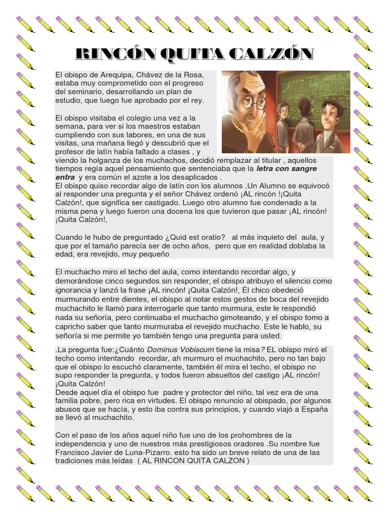 Resumen de "Al rincón quita calzón" | PDF