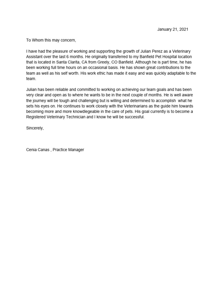 Julian Recommendation Letter | PDF