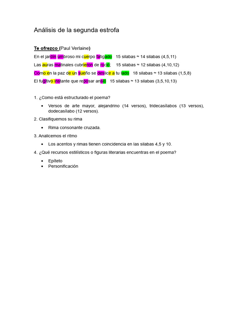 Análisis de La Segunda Estrofa | PDF