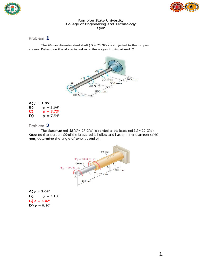 Torsion Pdf Stress Mechanics Torque