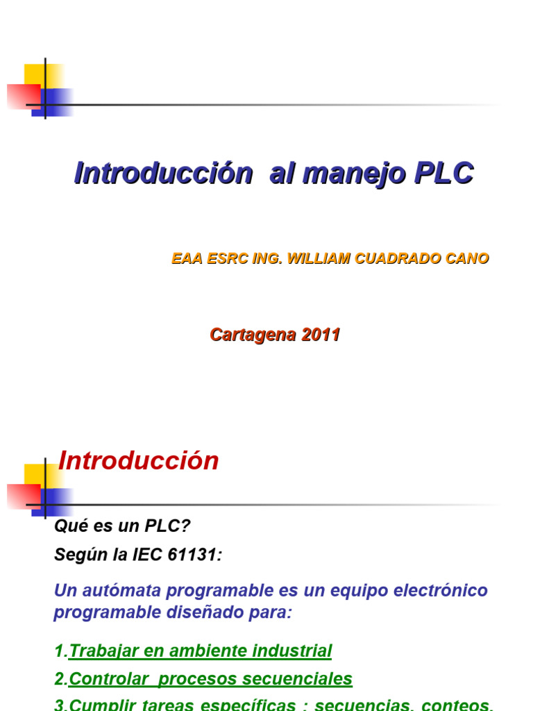 PLC 01 Introducción | PDF | Controlador lógico programable | Programación